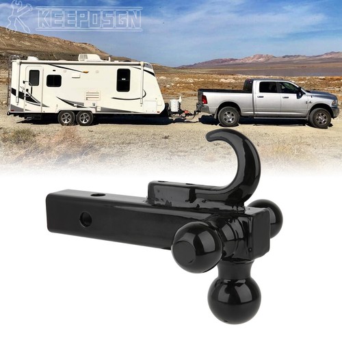For RAM 1500 Truck 2" Trailer Hitch Receiver Shank Towing Mount Tri Ball w/ Hook | eBay