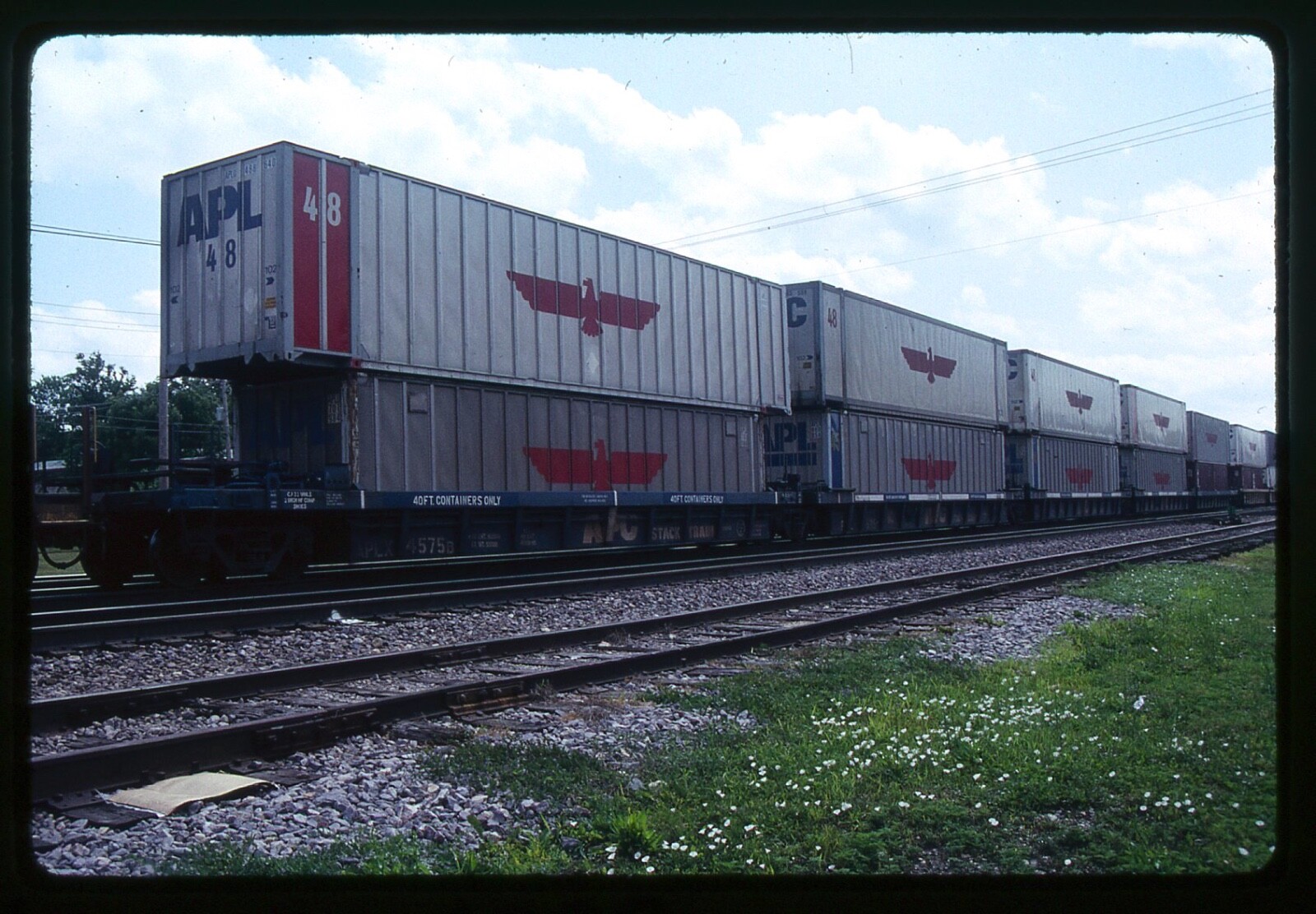 Railroad Slide - APLX #4575 APL Stack Train Container Flat Well Car ...