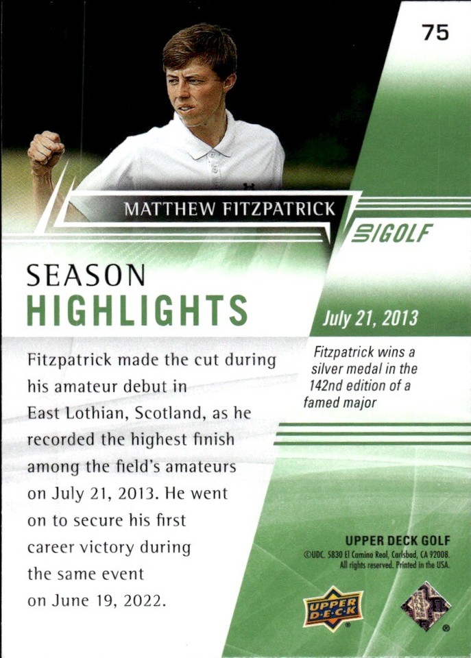 2024 Upper Deck Golf Matthew Fitzpatrick #75 | eBay