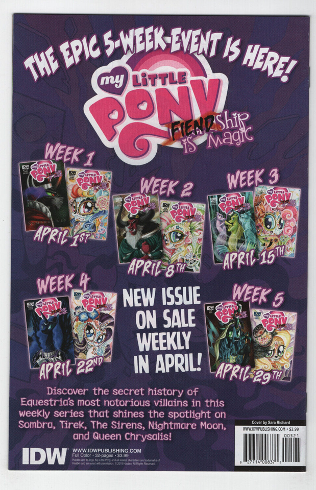 My Little Pony Fiendship Is Magic #5 Sara Richard Sub Variant 1 IDW ...