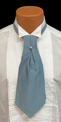 Slate Blue Cravat with Tie Pin Pre-Tied Ascot Necktie Victorian Costume ...