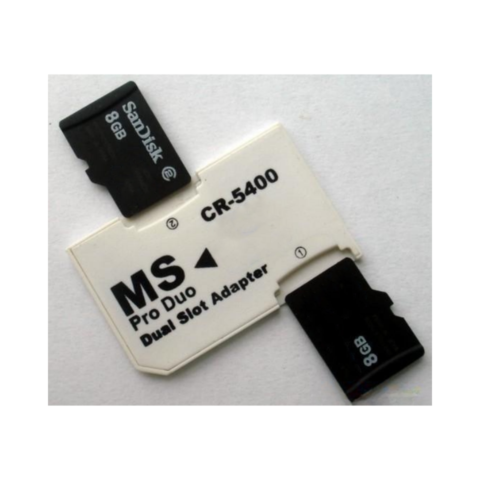 Dual Micro SD TF To Memory Stick Converter MS Pro Duo PSP Card 2 Slot ...