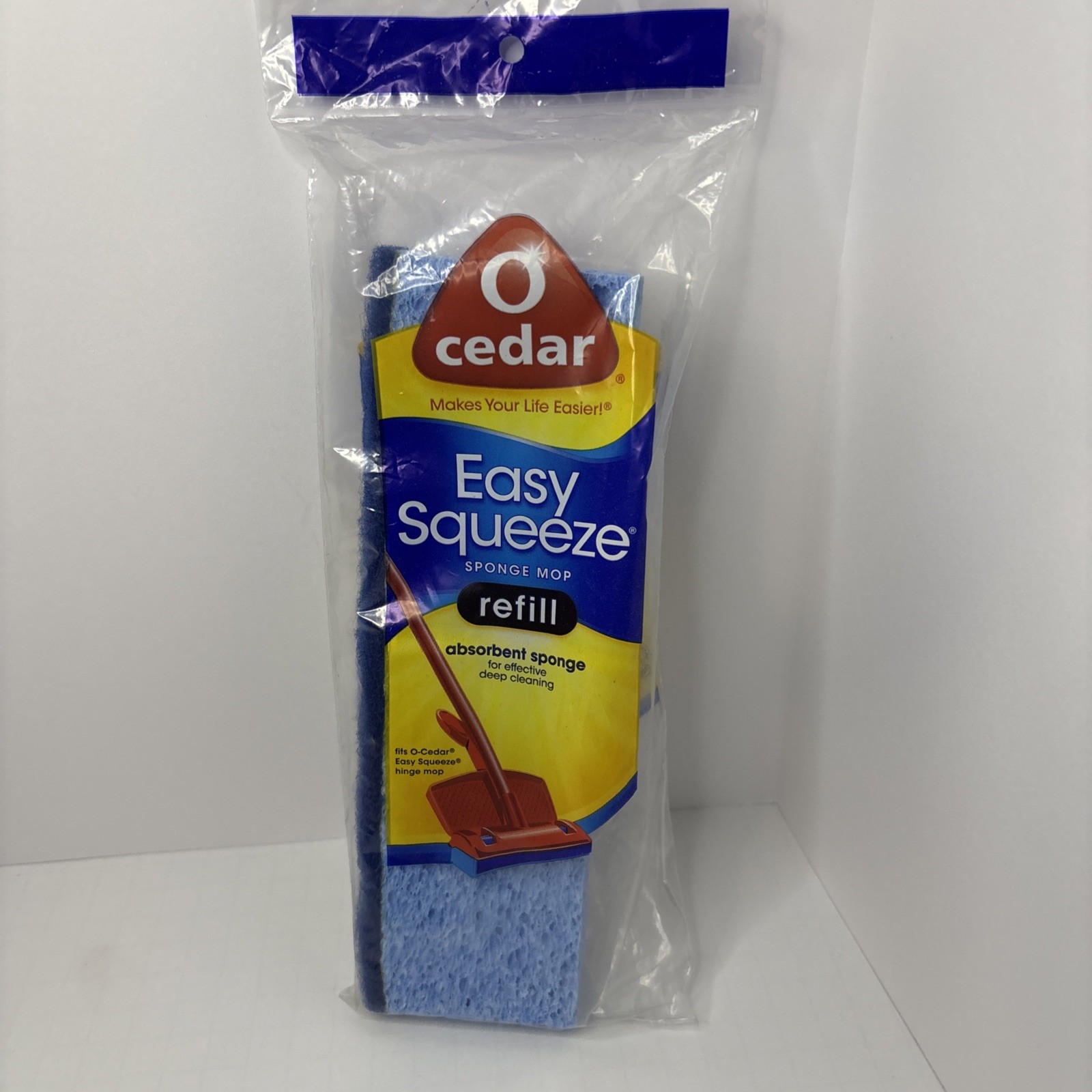 NEW Sealed O Cedar Extra Squeeze Sponge Mop Refill Absorbent Hinge Mop ...