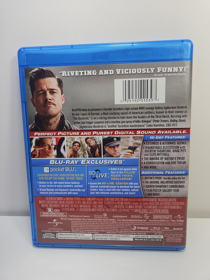 Inglourious Basterds (Blu-ray, 2009) Quentin Tarantino, Christoph Waltz | eBay