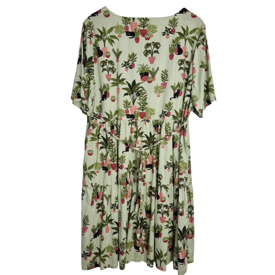 PRINCESS HIGHWAY House Cat Smock Dress Size 18 AU/US 14 Green 100% ...
