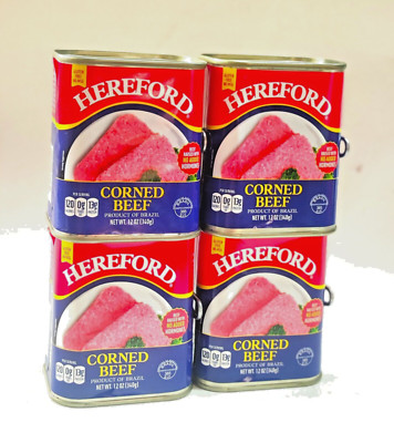 HEREFORD Corned Beef 4-12oz Can Lunch Breakfast Dinner Sandwich Meat ...