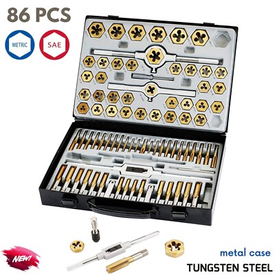 Tap Die Set Steel SAE Metric Tools for Repairing Bolt Nut Damage Thread ...
