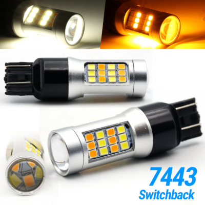 Switchback LED Turn Signal 7443 7440 7444 White/Amber DRL Parking Light ...
