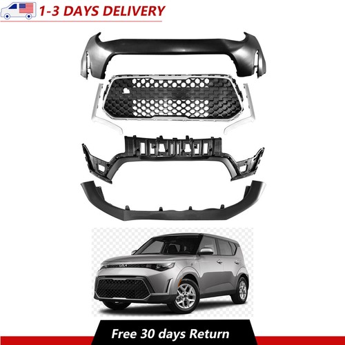 For 2023-2025 Kia Soul Front Upper Lower Bumper Grille Set W/ Fog Light ...