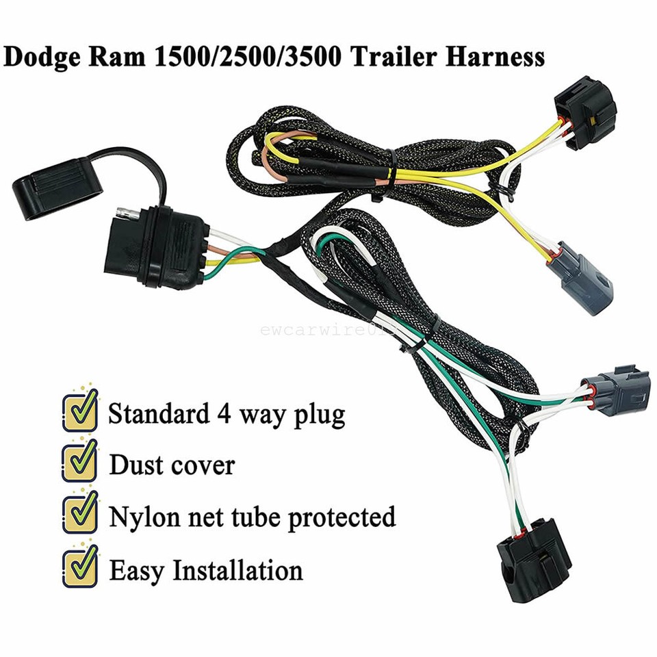 Trailer Tow Light Wiring Harness Connecter For Dodge Ram 1500 2500 3500 ...