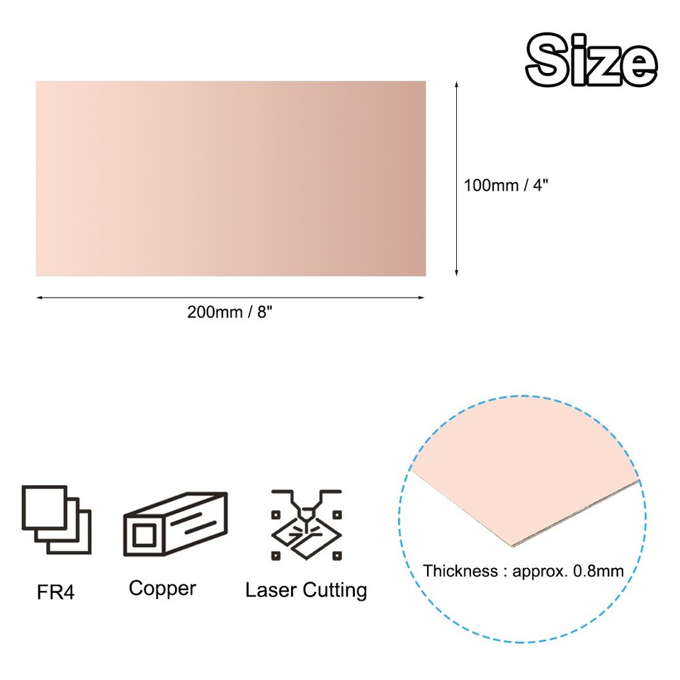 4x8 Inch Double Sided Copper Clad Laminate PCB, 12 Pcs 0.8mm Prototype ...