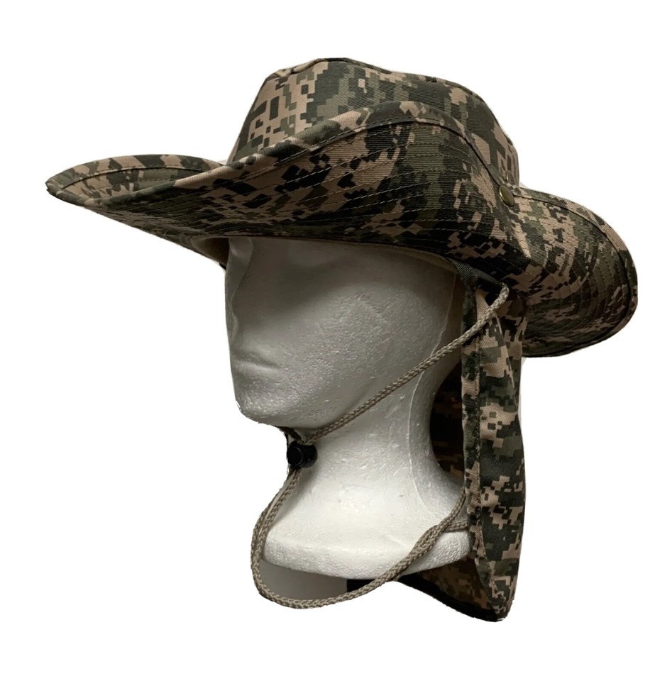 ARMY CAMO BUCKET SUN UV BOONIE BUSH AUSSIE OUTBACK SAFARI JUNGLE FLAP ...