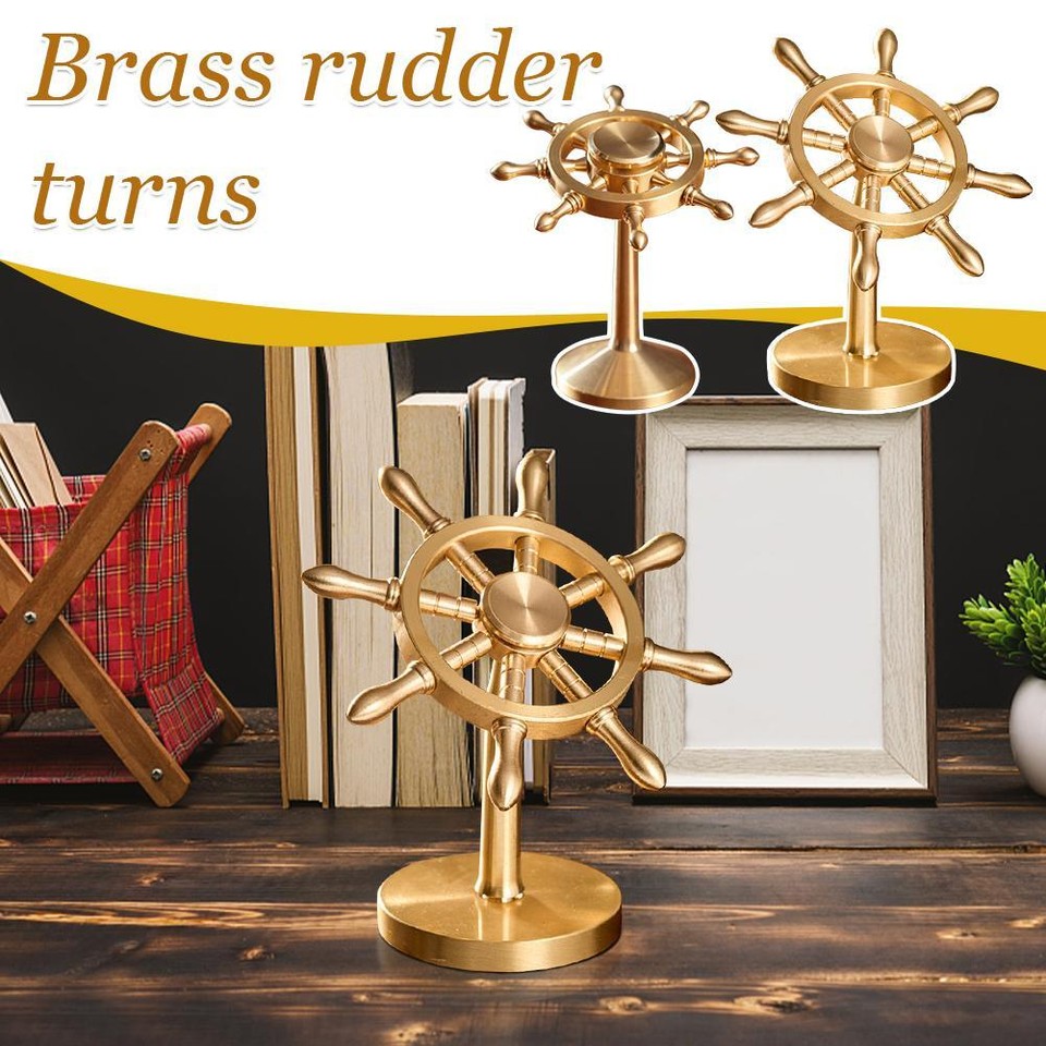 Brass Rudder Turns Ship Steering Wheel Boat Sculpture Decor Ornaments ...