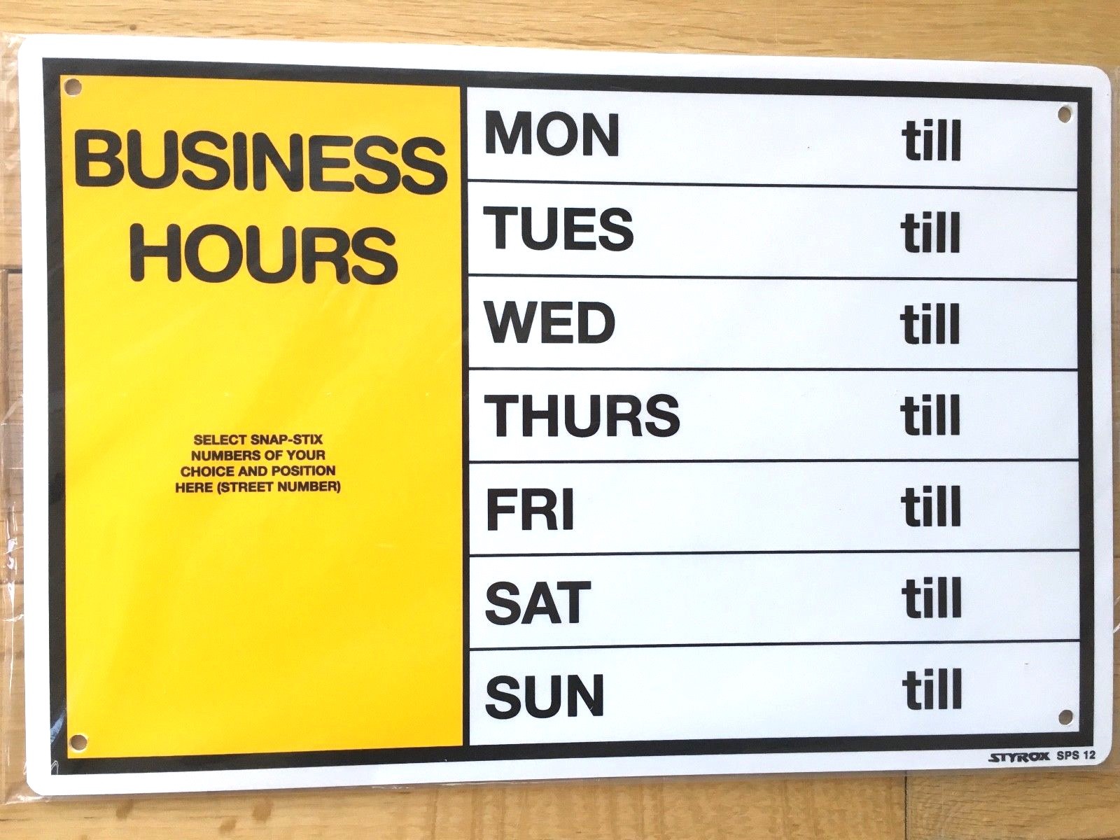 Styrox Business Opening Hours Sign 300mm x 200 RETAIL/SHOP/BUSINESS ...