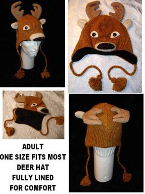 DEER HAT elk reindeer ADULT caribou decoy KNIT costume LND dear mens ...