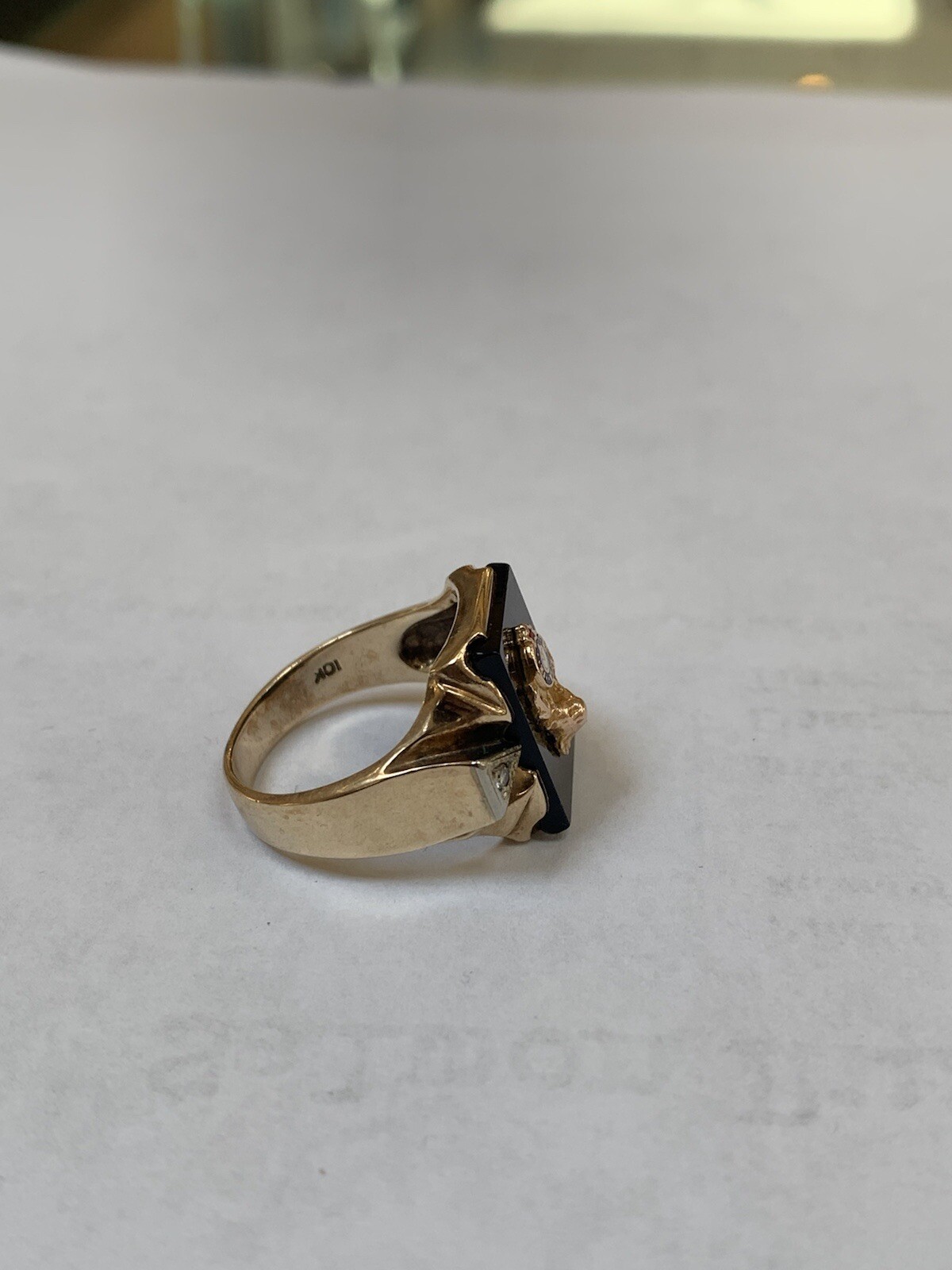 10k Yellow Gold BPOE Ring ELKS Ring , Vintage Black Onyx Ring With ...