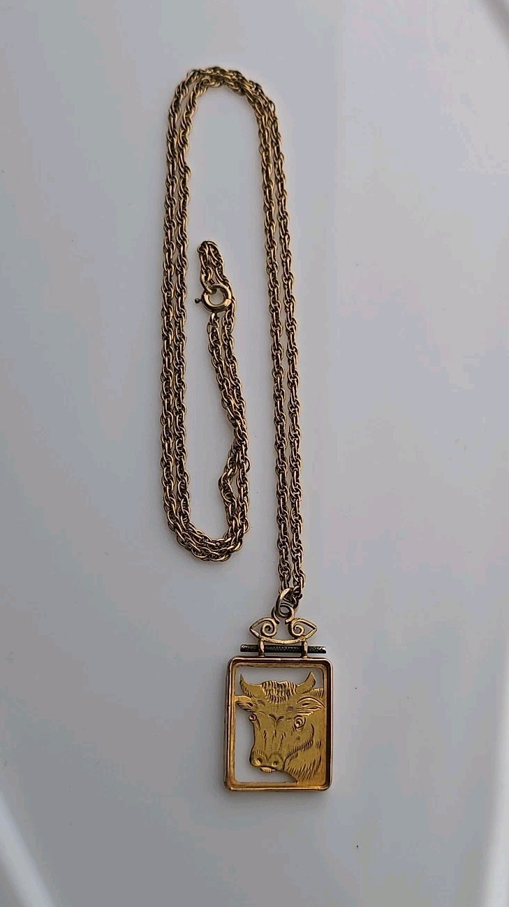 Victorian Binder Bros Chain Frame Bull Cow Pendant 1/… - Gem
