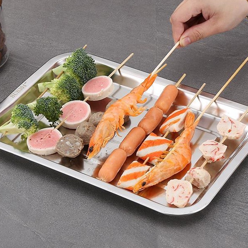 3pcs Heavy Duty Rectangular Stainless Steel Oven Pan Deep Edged Tray ...