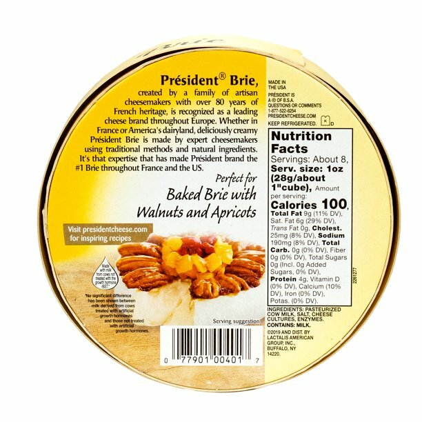 President Brie Soft-Ripened Cheese, 2 - 8 Oz. wheels or 1 - 16 Oz ...