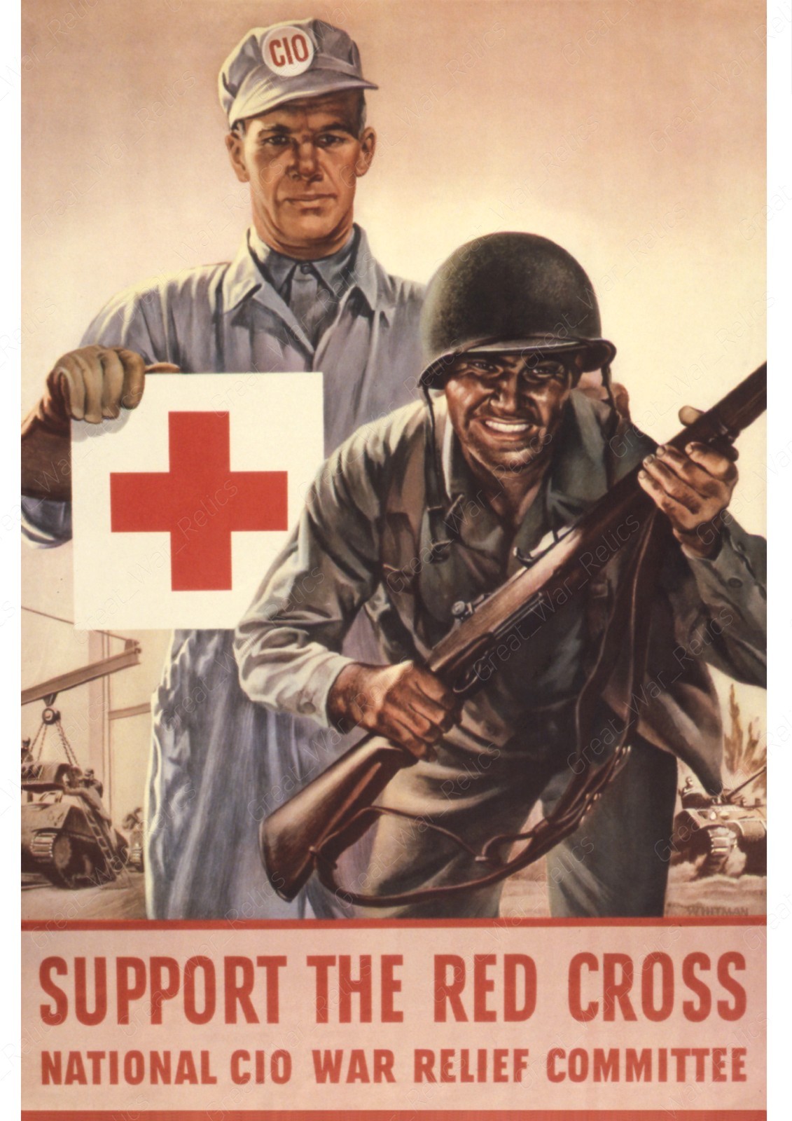 American Red Cross Propaganda Poster - Support the Red Cross Vintage ...