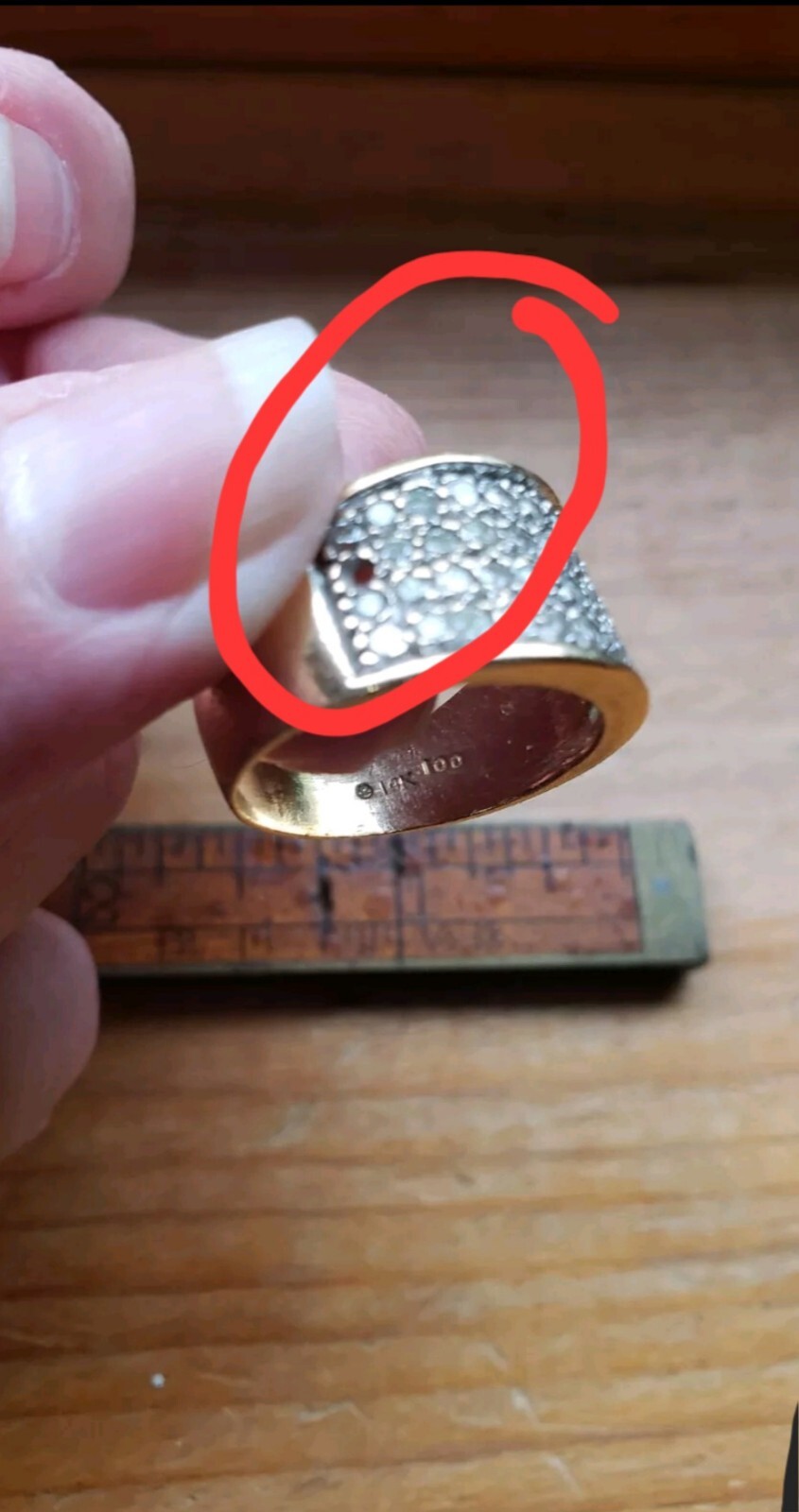 14kt "100" Solid Yellow Gold Paved Natural Diamond R… - Gem