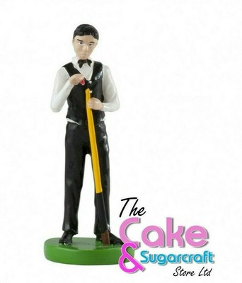 Snooker Player Cake Topper Decoration Figure Pool Cue Birthday Model ...