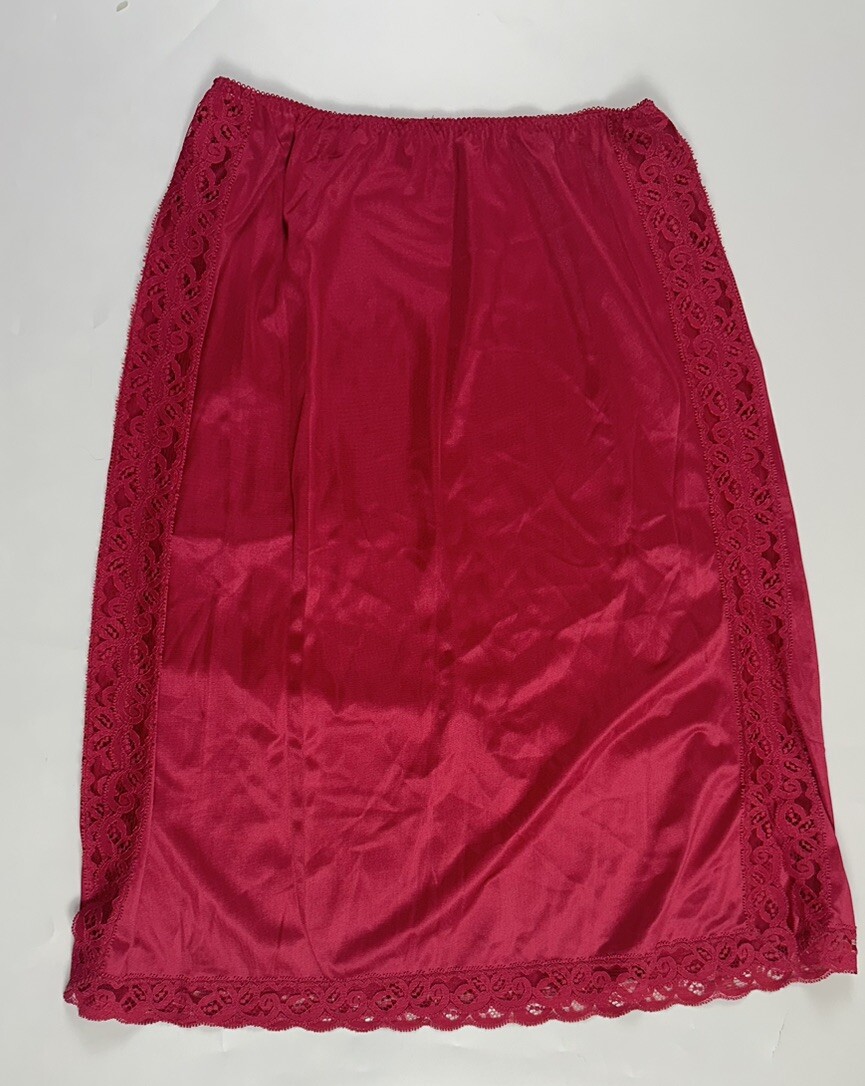 Vintage OLGA Half Slip Skirt SILKY Raspberry Pink Nyl… - Gem