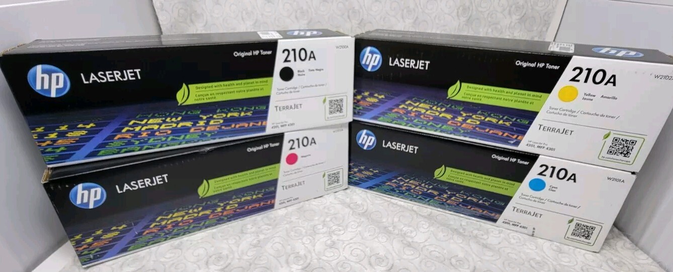 Genuine HP 210A CMYK Toner Print Cartridges Black, Magenta, Yellow ...