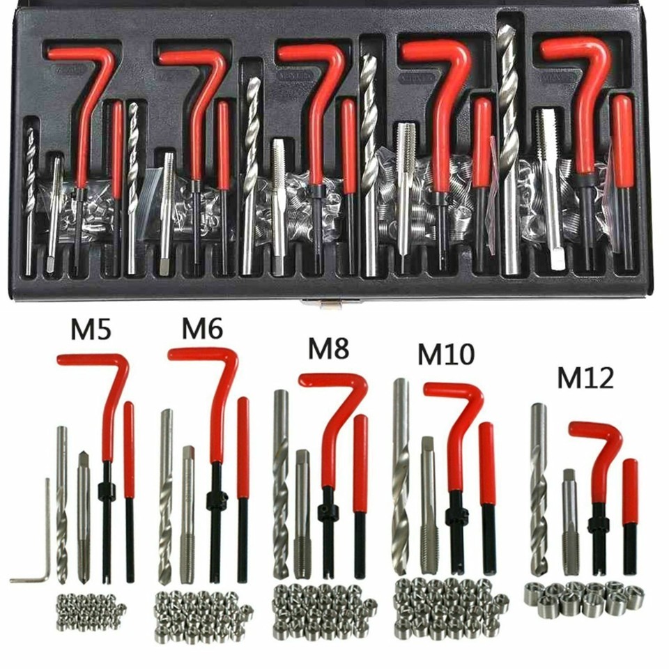 131Pc Thread Repair Kit HSS Drill Helicoil Metric Set Heli Coil Tap ...