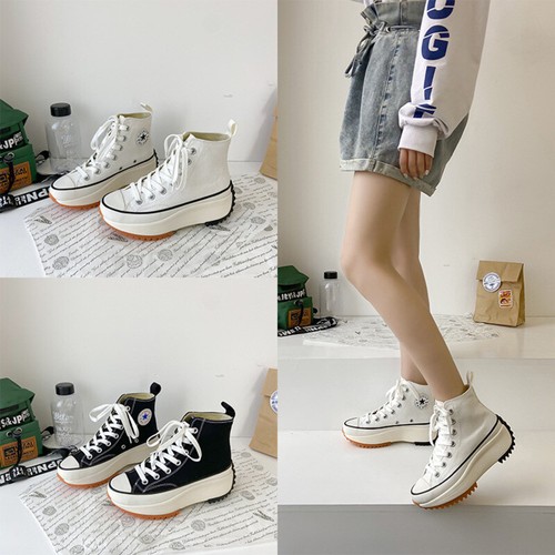 Large Size High-top Canvas Shoes Women's Breathable Platform Lace-up ...