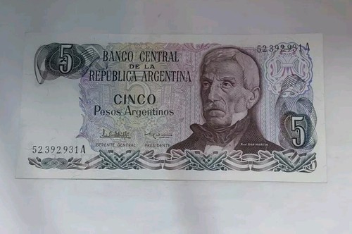 Banco Central De LA Republica Argentina Cinco Pesos 5 Crisp Note Free ...