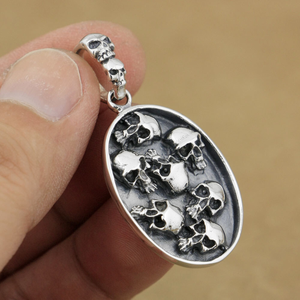 925 Sterling Silver Skulls Pendants Gothic Biker Punk Charm Jewelry ...