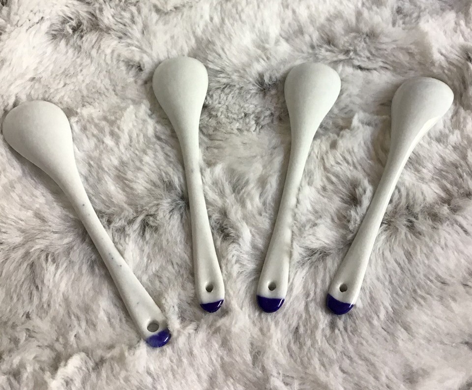 4pc.Delft Blue & White 5" Ceramic spoons Dutch Tea Hors D’oeuvres ...