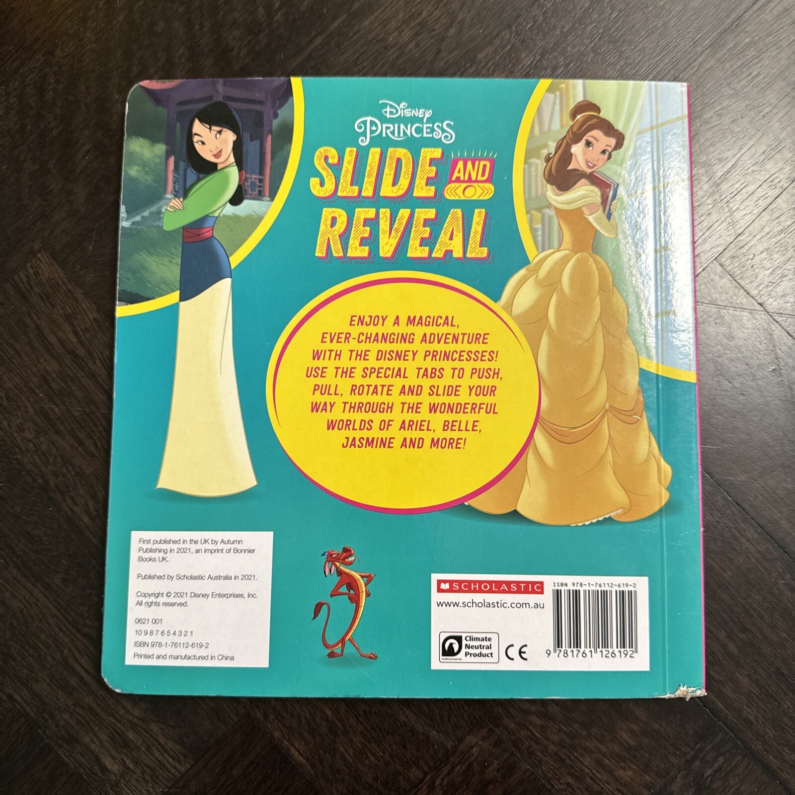 Disney Princess Slide & Reveal girls hardcover board book kids learn to ...
