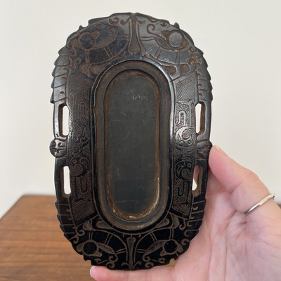 Chinese Carved Ink Stone Archaic Asian Calligraphy Birds | eBay