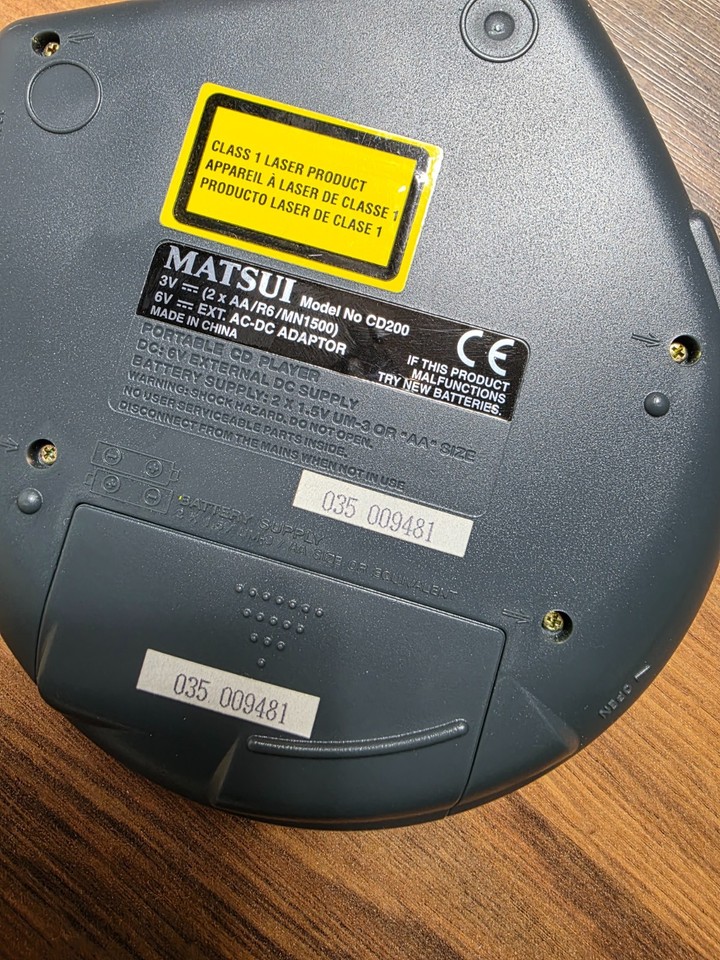 Vintage Matsui CD200 Personal Portable CD Player Diskman Silver Used ...