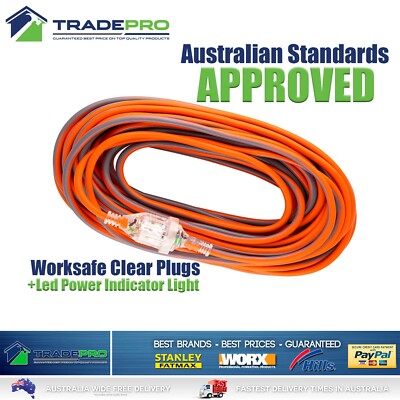 Extension Lead 25M Power Electric Cable Cord 10A 25Mtr with Light AUST ...