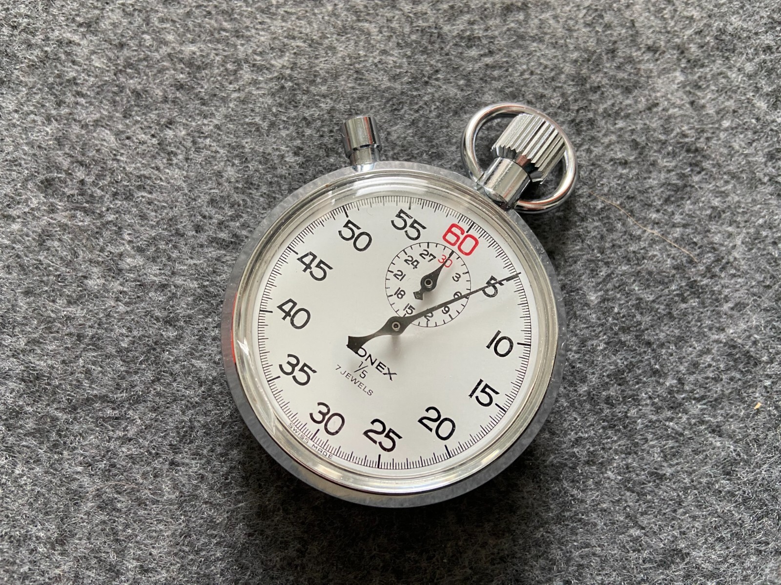 Zonex 1/5 Swiss Made 7 Jewels Vintage Mechanical Wind Up Stop Watch ...