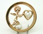 VINTAGE M HIME CYVRA 14K YELLOW GOLD RUSER ANGEL CHERUB PIN BROOCH ...