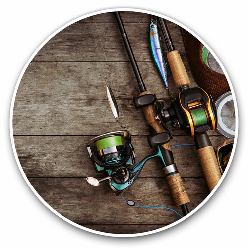 2 x Vinyl Stickers 30cm - Fishing Rod and Tackle Gear Cool Gift #3937 ...