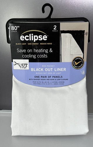 Eclipse 80" Black Out Liner Panel 2 Panels 54"x80"New White ...