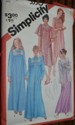 Simplicity Pattern 5330 NIGHTGOWN Robe Bed Jacket Size Small 10-12 ...