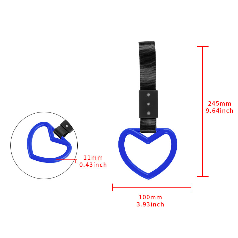JDM Heart Shape TSURIKAWA Blue Ring Subway Train Bus Handle Strap Nylon ...