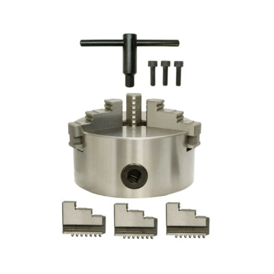 6'' 3 Jaw Lathe Chuck Self centering Hardened Plain Back Inside Outside ...