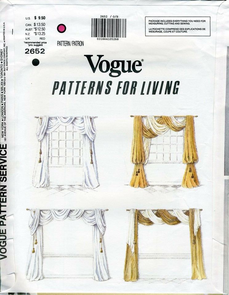 Vogue 2652 Patterns For Living Drapes designed by Susanna Stratton ...
