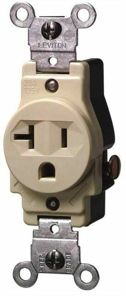 Leviton 20 Amp Receptacle 125v Simplex Single White for sale online | eBay