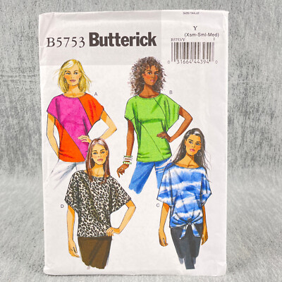 Butterick 5753 Pullover Top with Batwing Sleeves Misses Size XS M ...