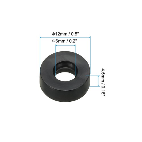 80pcs M6 Rubber Flat Washer 6mm ID 12mm OD 4.5mm Thick Sealing Spacer,Black | eBay