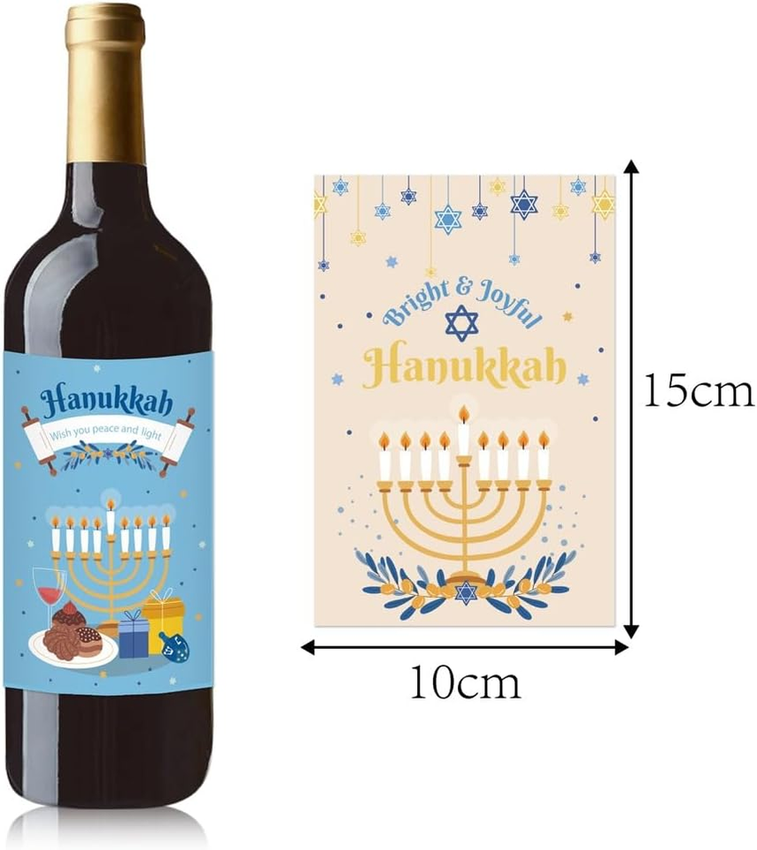 24 Sheets Happy Hanukkah Wine Labels Sticker Happy Hanukkah Bottle Tag ...