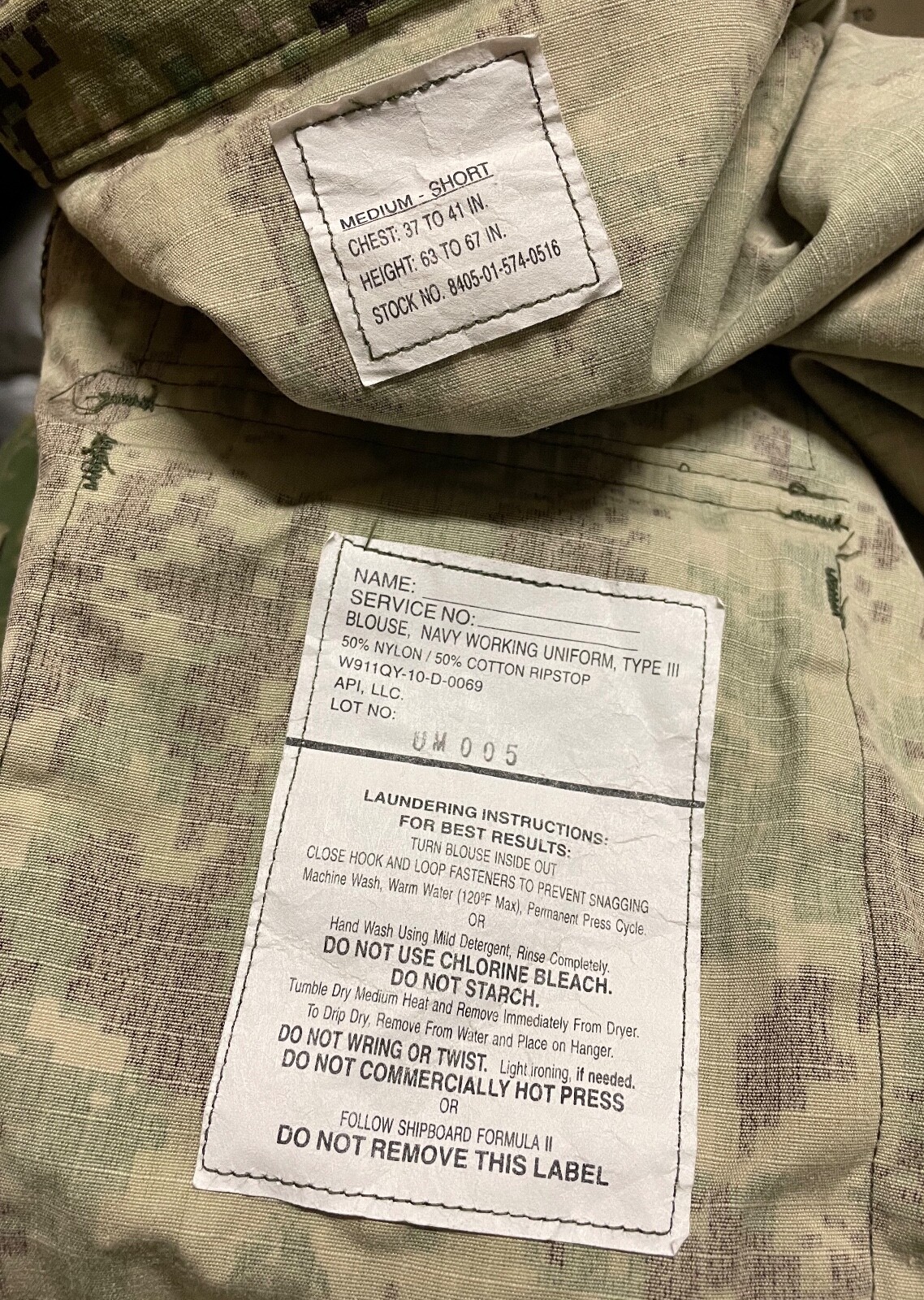GENUINE US NAVY SEALS AOR2 NWU TYPE III SHIRT BLOUSE MINT NEW !! MEDIUM ...